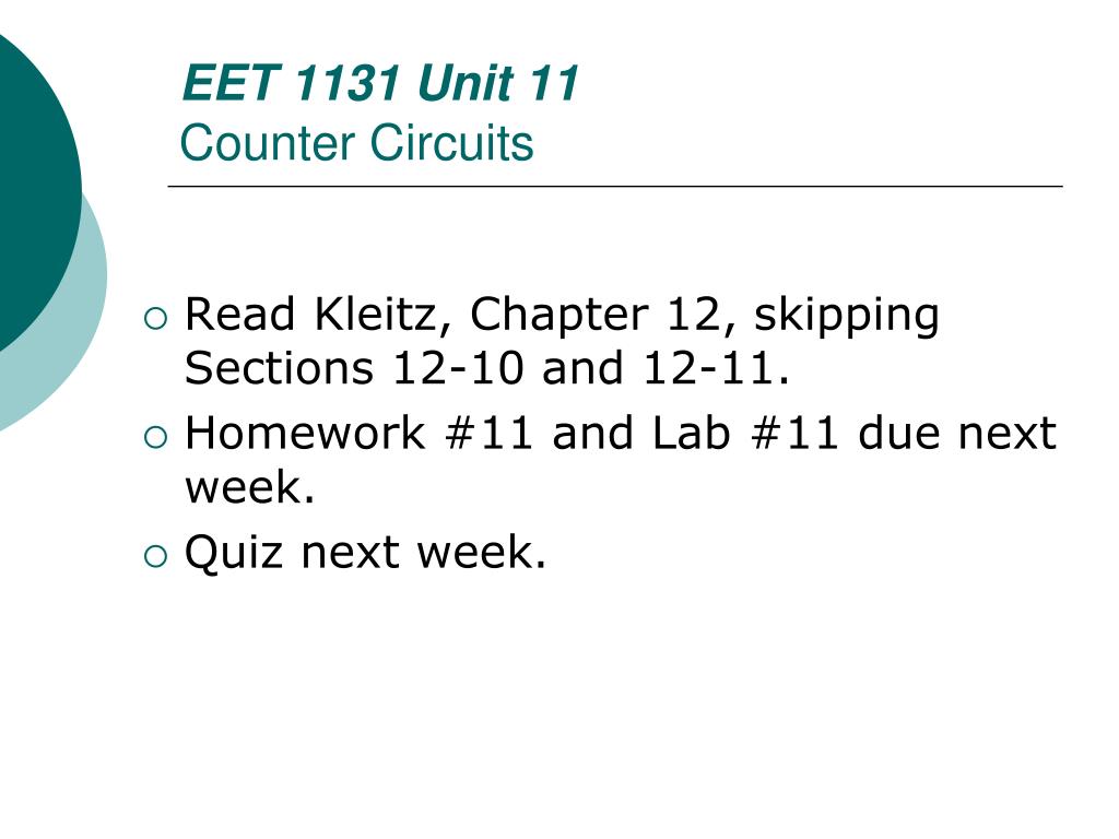 PPT - EET 1131 Unit 11 Counter Circuits PowerPoint Presentation, free ...