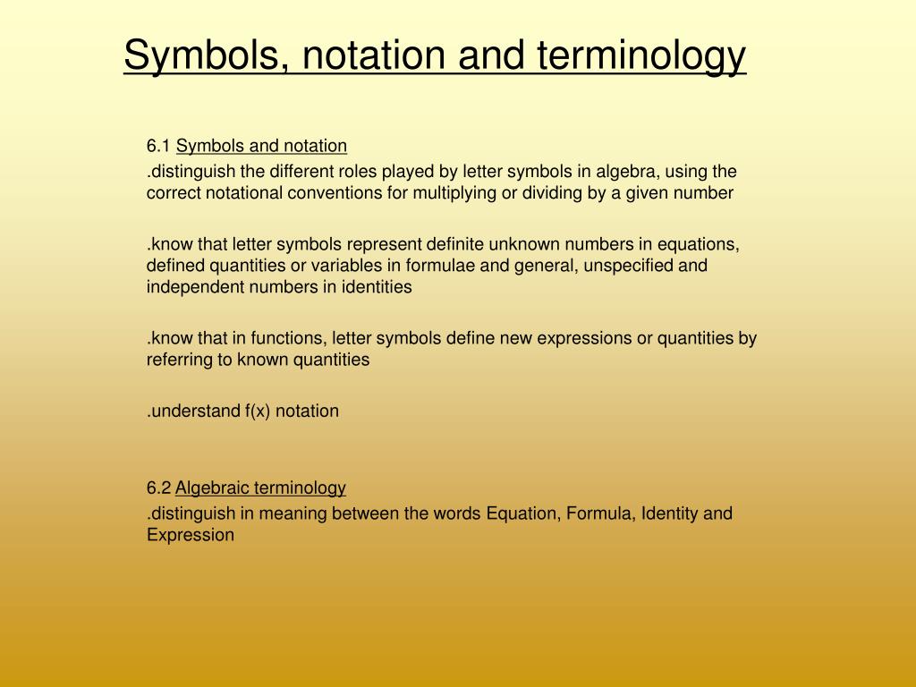 PPT - Symbols, notation and terminology PowerPoint Presentation, free ...