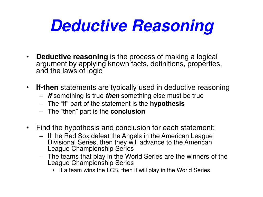 PPT - Deductive Reasoning PowerPoint Presentation, free download - ID ...