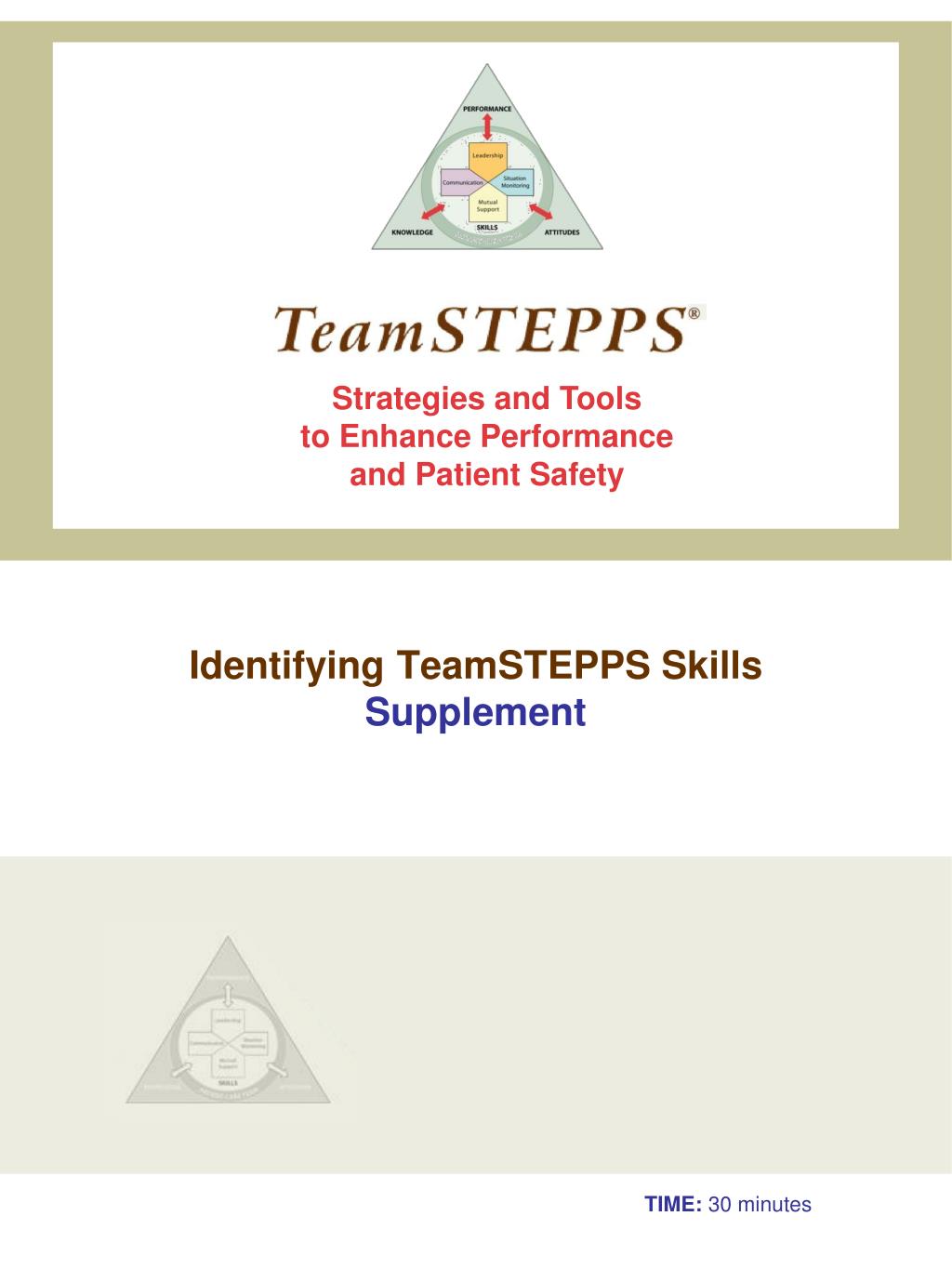 PPT - Identifying TeamSTEPPS Skills Supplement PowerPoint Presentation ...