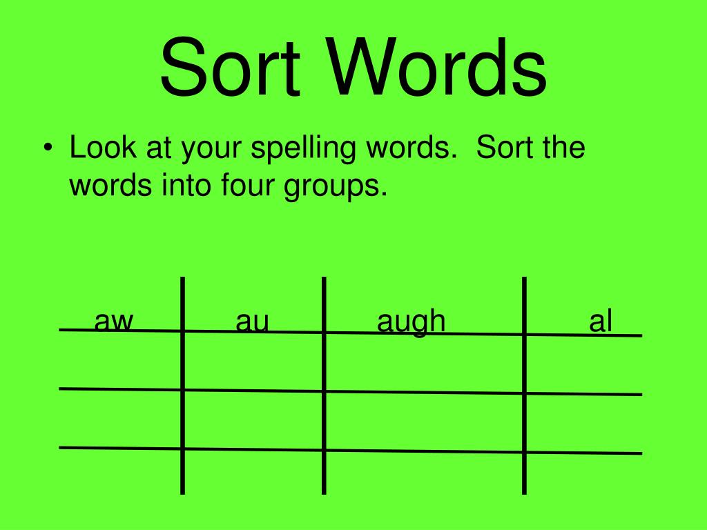 PPT - Sort Words PowerPoint Presentation, free download - ID:3104872