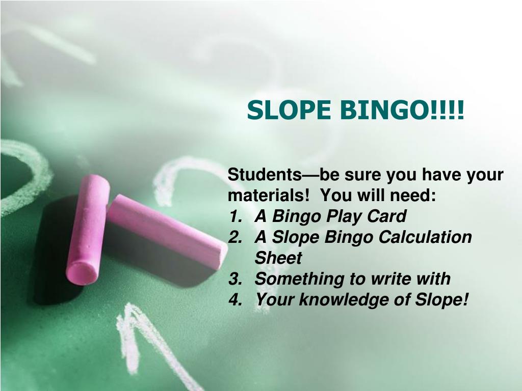 PPT - SLOPE BINGO!!!! PowerPoint Presentation, free download - ID:3109648