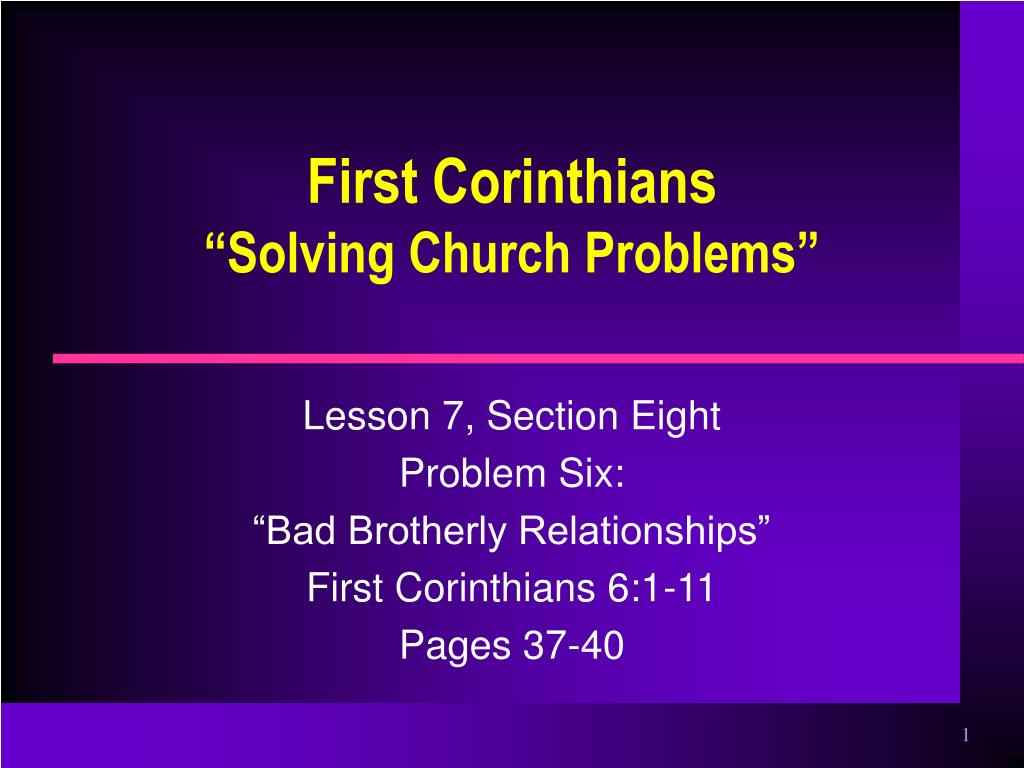 PPT - First Corinthians “Solving Church Problems” PowerPoint ...