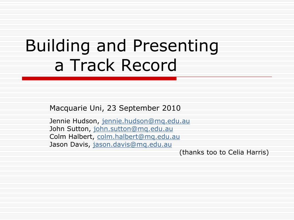 PPT - Building and Presenting a Track Record PowerPoint Presentation ...