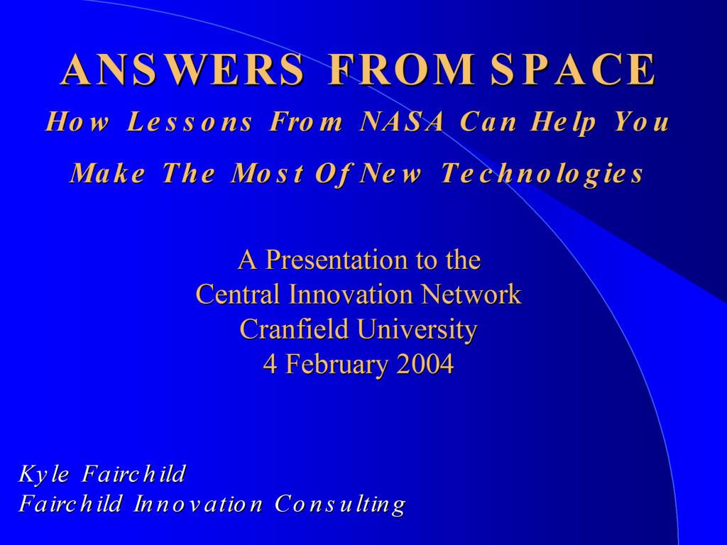 PPT - Strategies for Effective Commercialization of NASA Innovations at ...