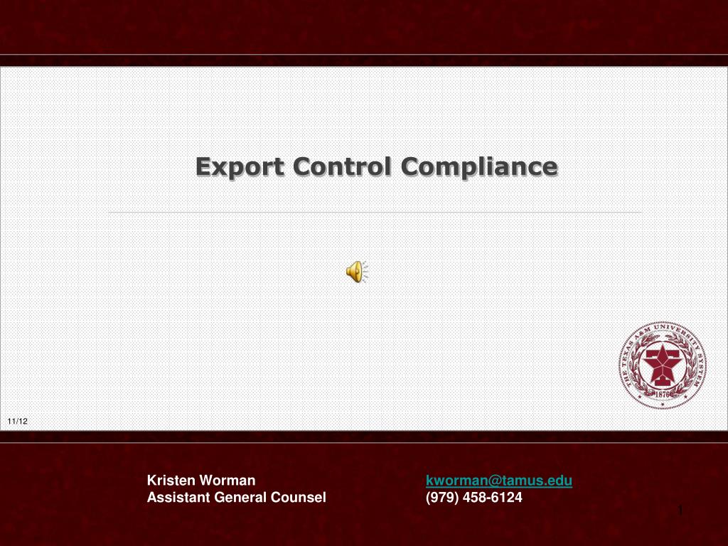 PPT - Export Control Compliance PowerPoint Presentation, free download ...