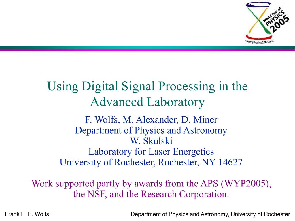 PPT - Using Digital Signal Processing in the Advanced Laboratory ...