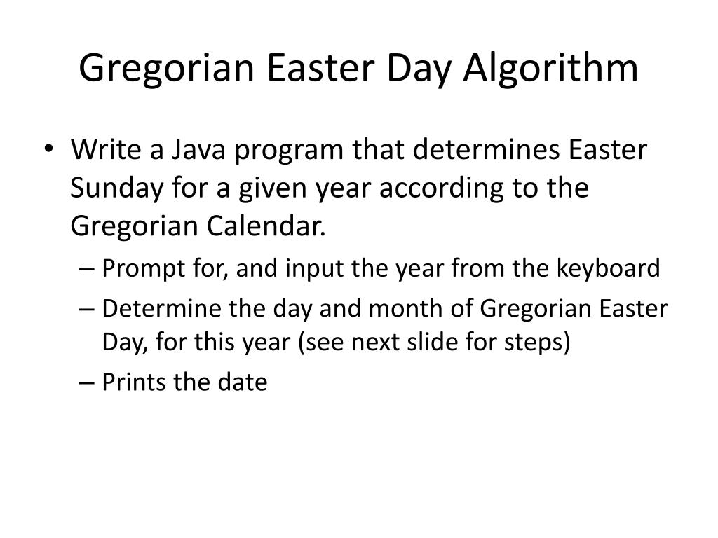 PPT - Gregorian Easter Day Algorithm PowerPoint Presentation, free ...