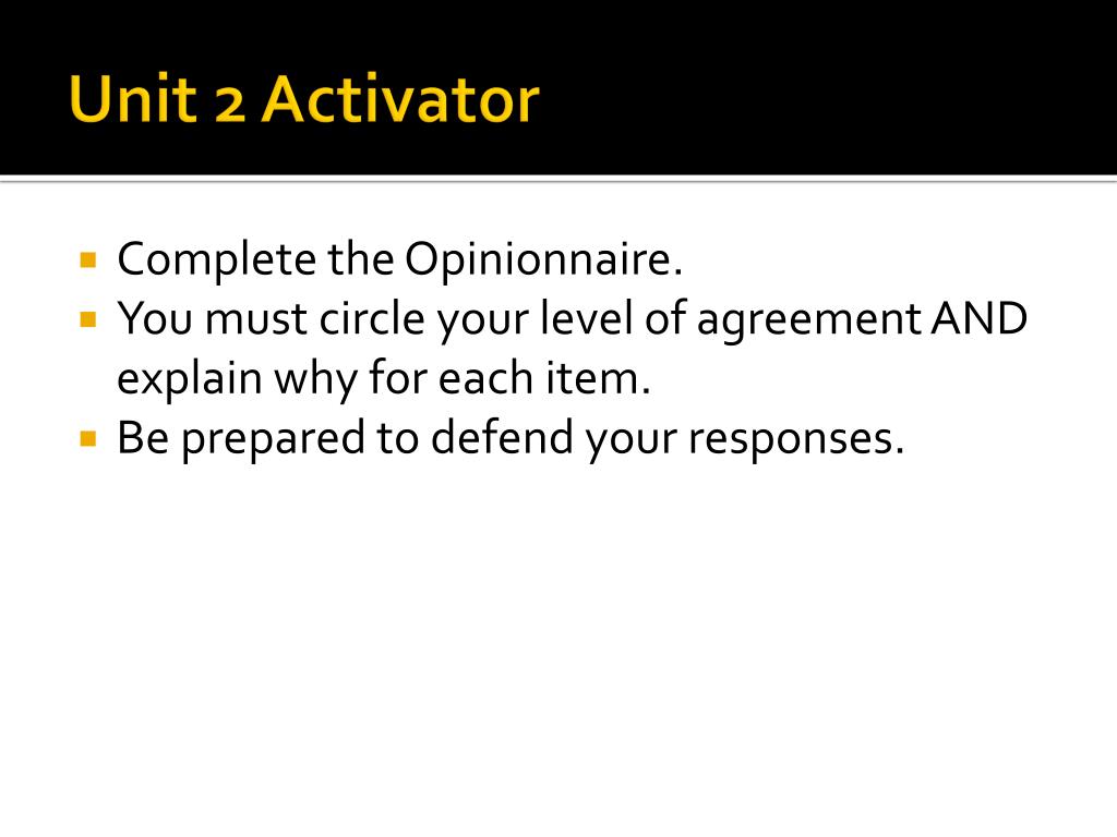 PPT - Unit 2 Activator PowerPoint Presentation, free download - ID:3152021