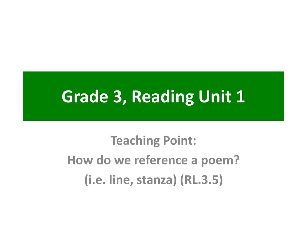 PPT - Grade 3, Reading Unit 1 PowerPoint Presentation, free download ...