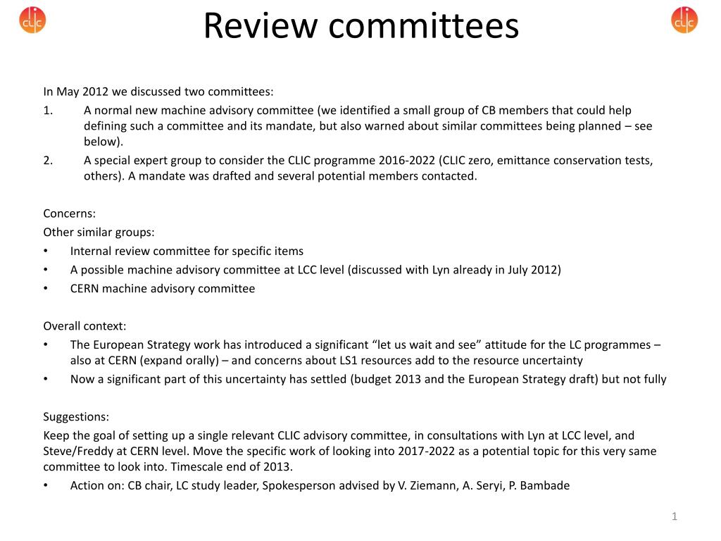 PPT - Review committees PowerPoint Presentation, free download - ID:3157390