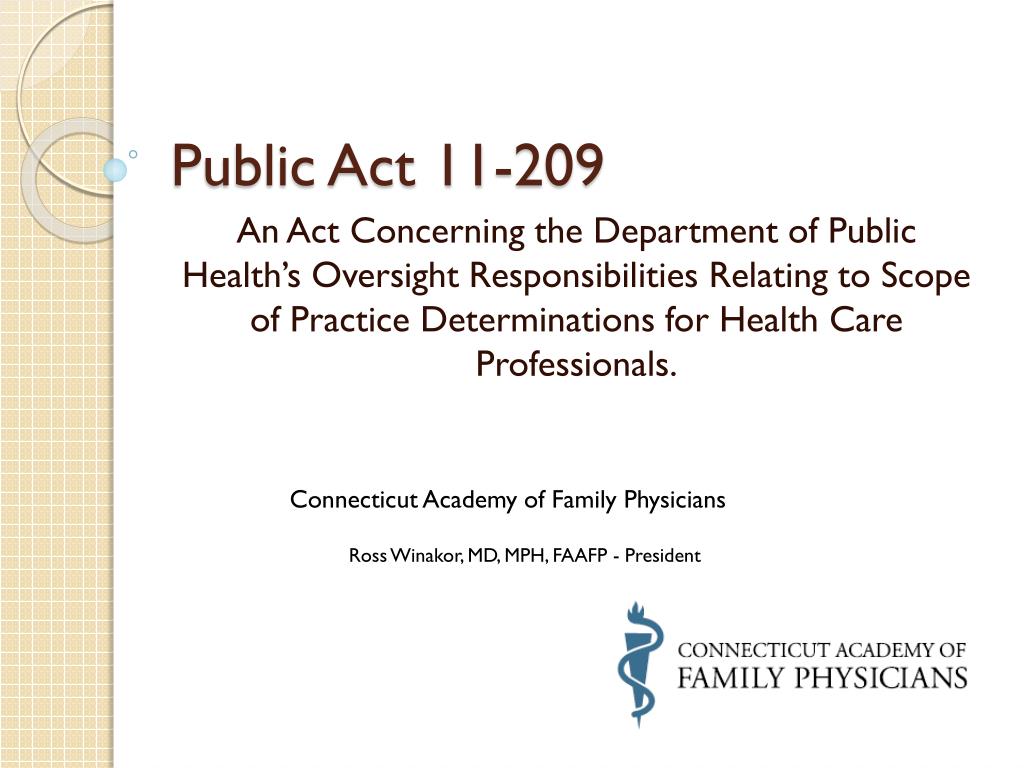 PPT - Enhancing Health Care Oversight: Connecticut's New Act for Scope ...