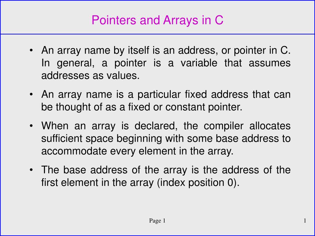 PPT - Pointers and Arrays in C PowerPoint Presentation, free download ...