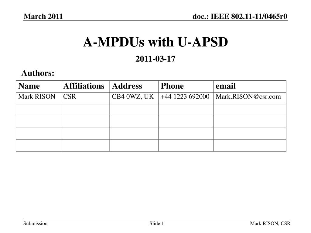 PPT - A-MPDUs with U-APSD PowerPoint Presentation, free download - ID ...