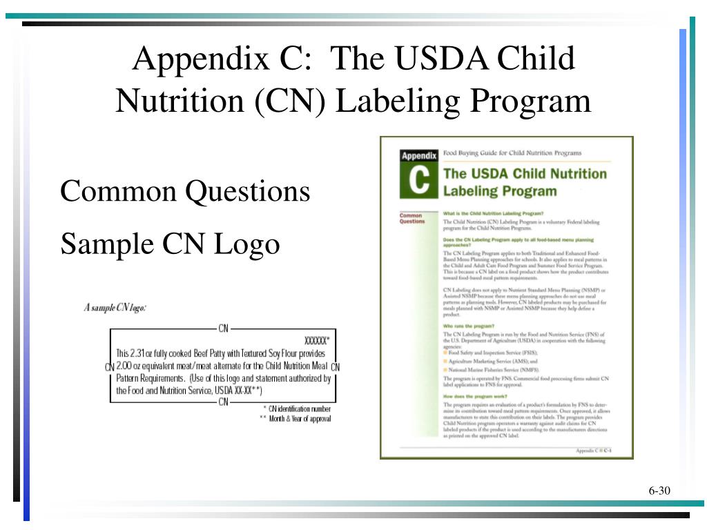 PPT - Appendix C: The USDA Child Nutrition (CN) Labeling Program ...