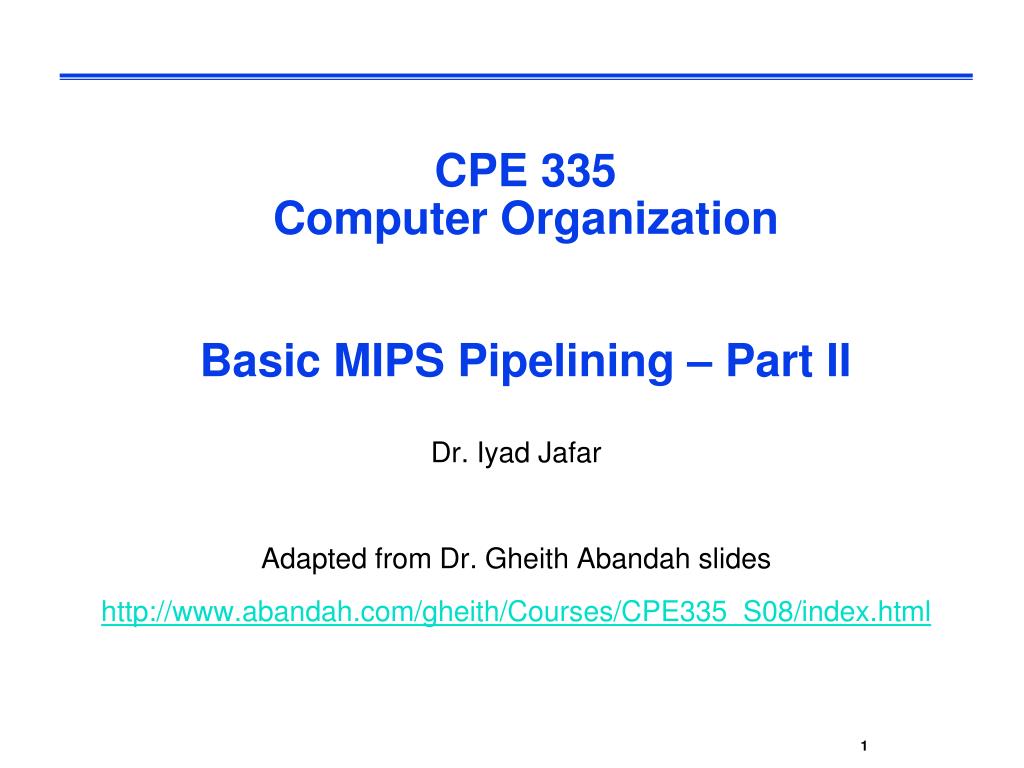PPT - CPE 335 Computer Organization Basic MIPS Pipelining – Part II PowerPoint Presentation - ID ...