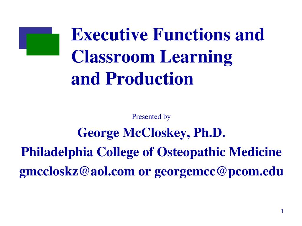 PPT - Executive Functions and Classroom Learning and Production ...