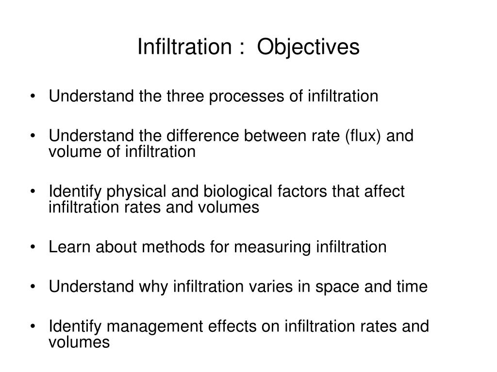 PPT - Infiltration : Objectives PowerPoint Presentation, free download ...