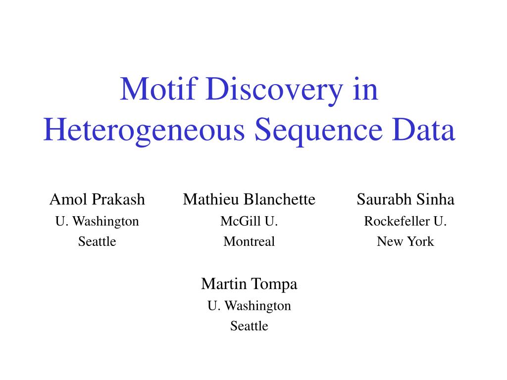 PPT - Motif Discovery in Heterogeneous Sequence Data PowerPoint ...