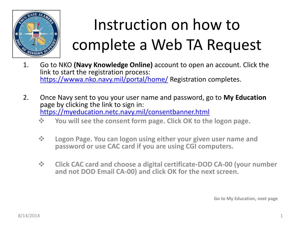 PPT - Step-by-Step Guide: Completing a Web TA Request on Navy Knowledge ...