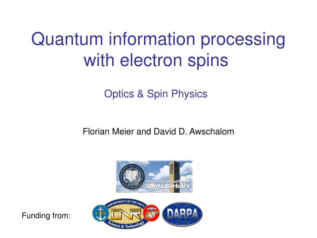 PPT - Quantum information processing with electron spins PowerPoint ...