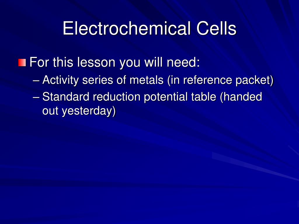 PPT - Electrochemical Cells PowerPoint Presentation, free download - ID ...