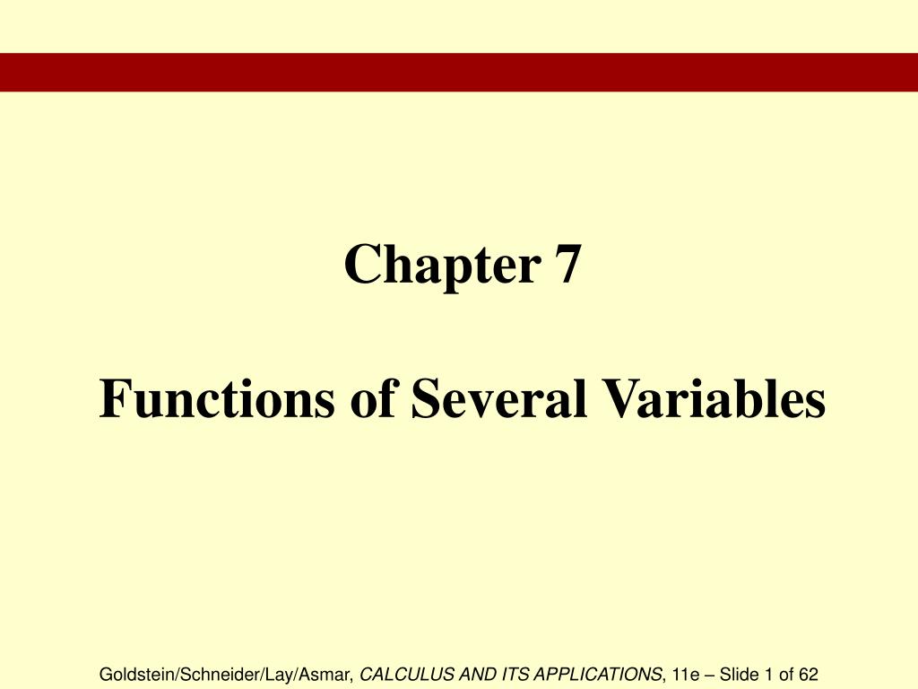 Ppt Chapter 7 Functions Of Several Variables Powerpoint Presentation Id3225056