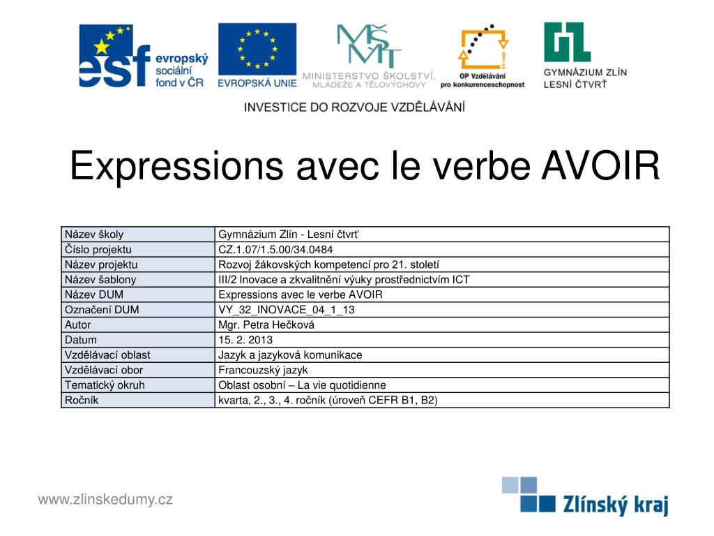 PPT - Expressions avec le verbe AVOIR PowerPoint Presentation, free ...