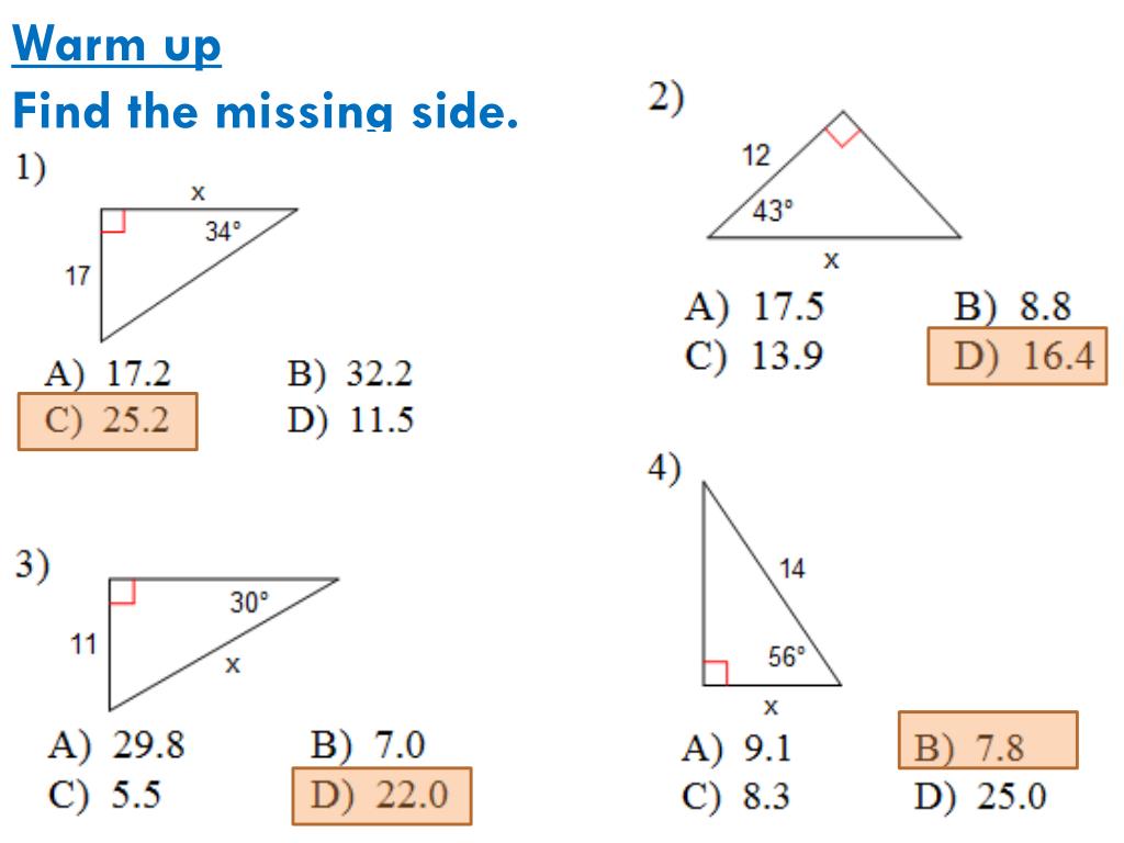 PPT - Warm up Find the missing side. PowerPoint Presentation, free ...