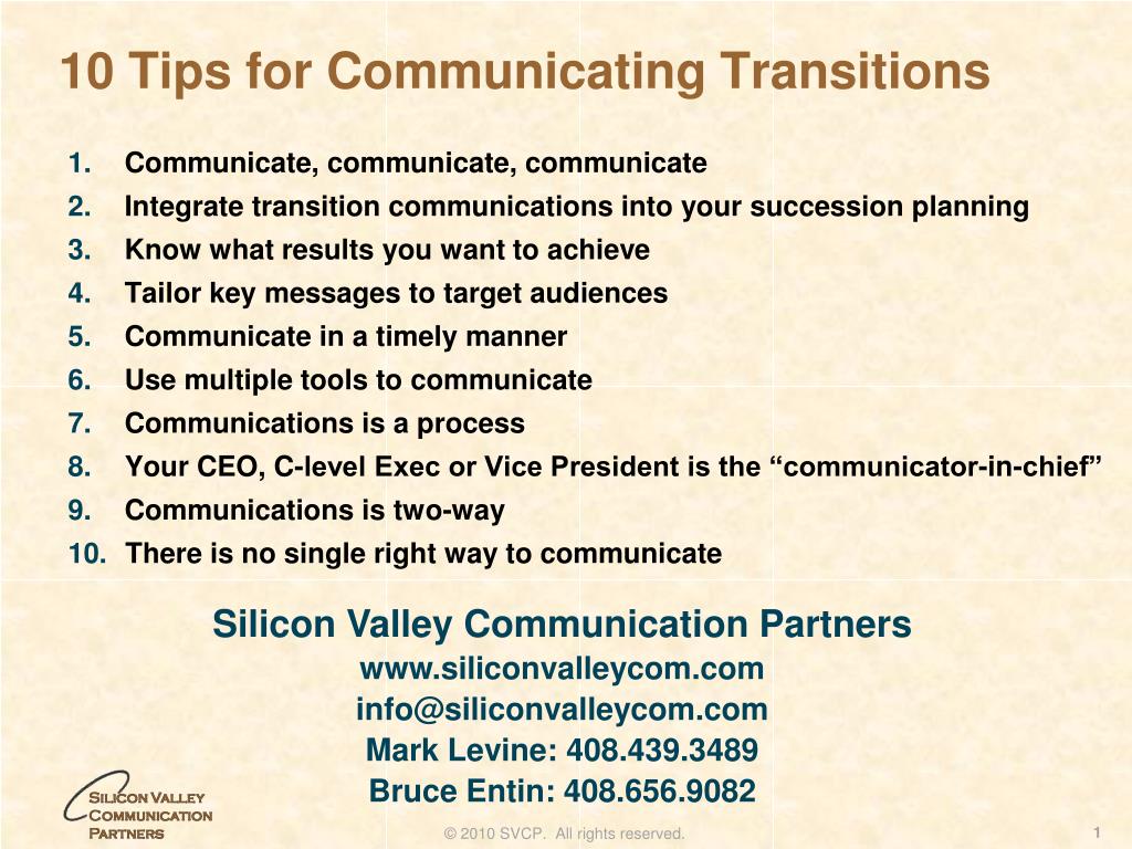 PPT - 10 Tips for Communicating Transitions PowerPoint Presentation ...