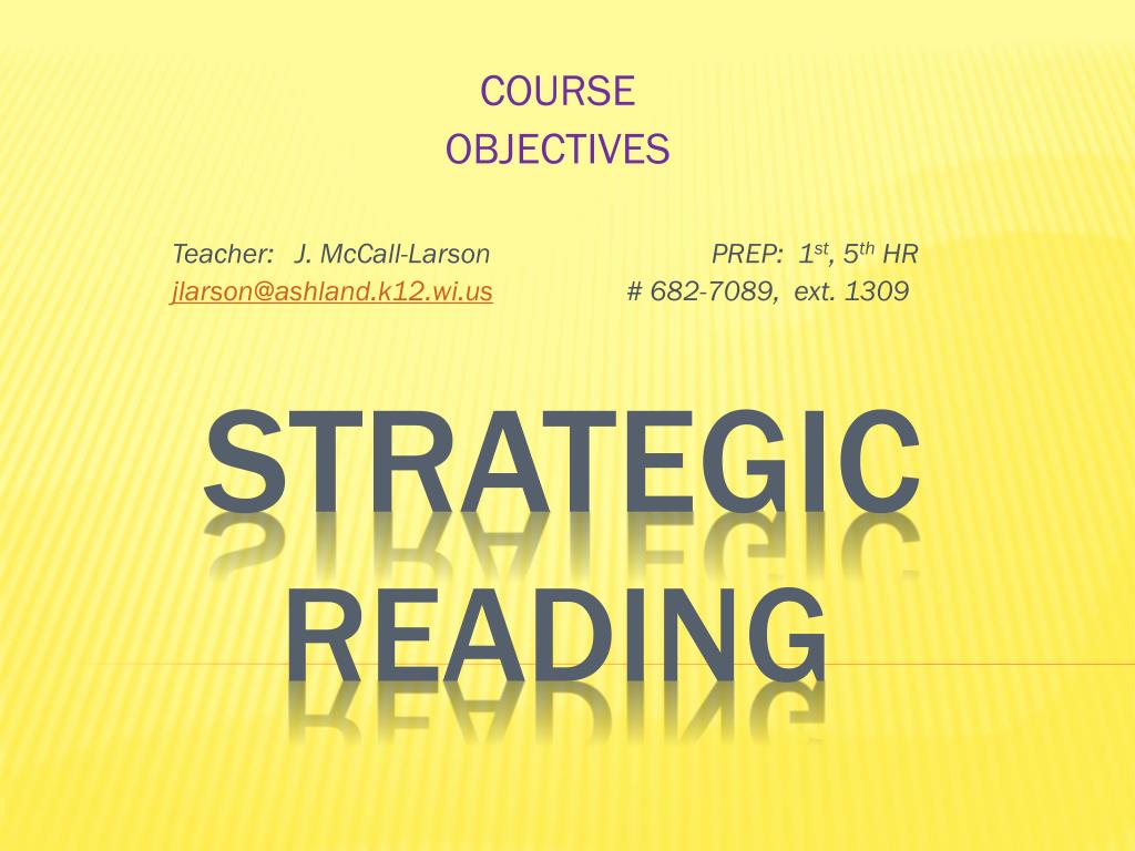 PPT - Explore Strategic Reading: Comprehension, Rate, and Experience in ...