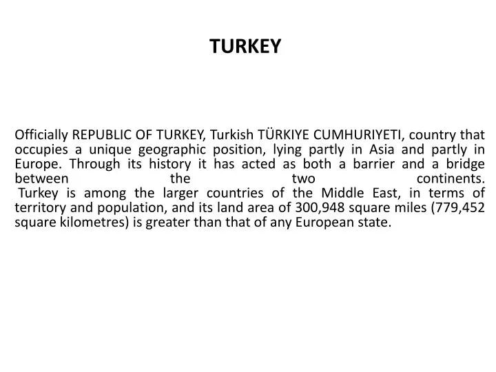 PPT - TURKEY PowerPoint Presentation, free download - ID:3252306