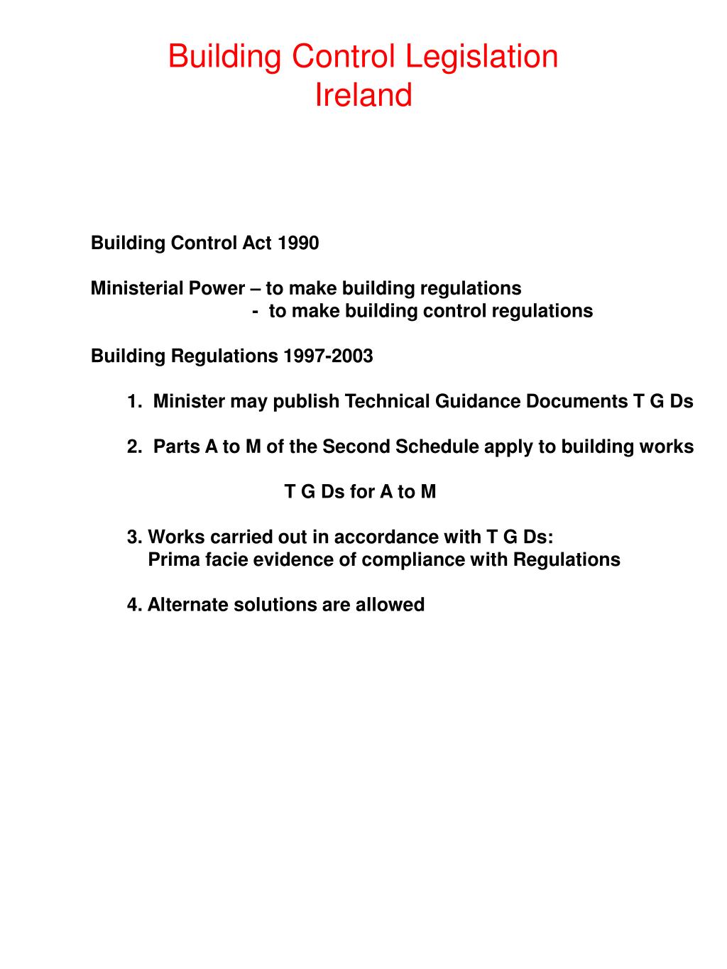 PPT - Building Control Legislation Ireland PowerPoint Presentation ...