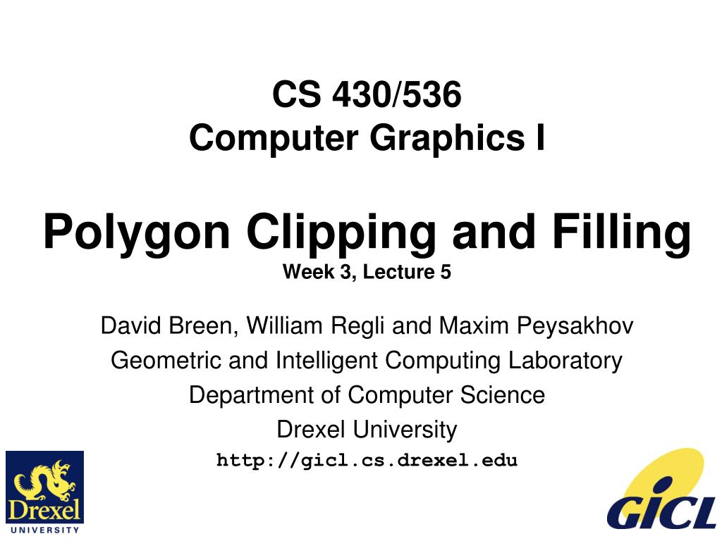 PPT - CS 430/536 Computer Graphics I Polygon Clipping and Filling Week 3, Lecture 5 PowerPoint ...
