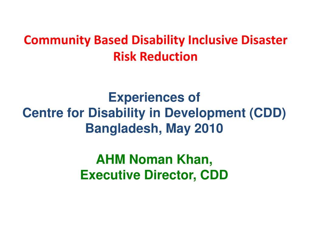 PPT - Community Based Disability Inclusive Disaster Risk Reduction ...