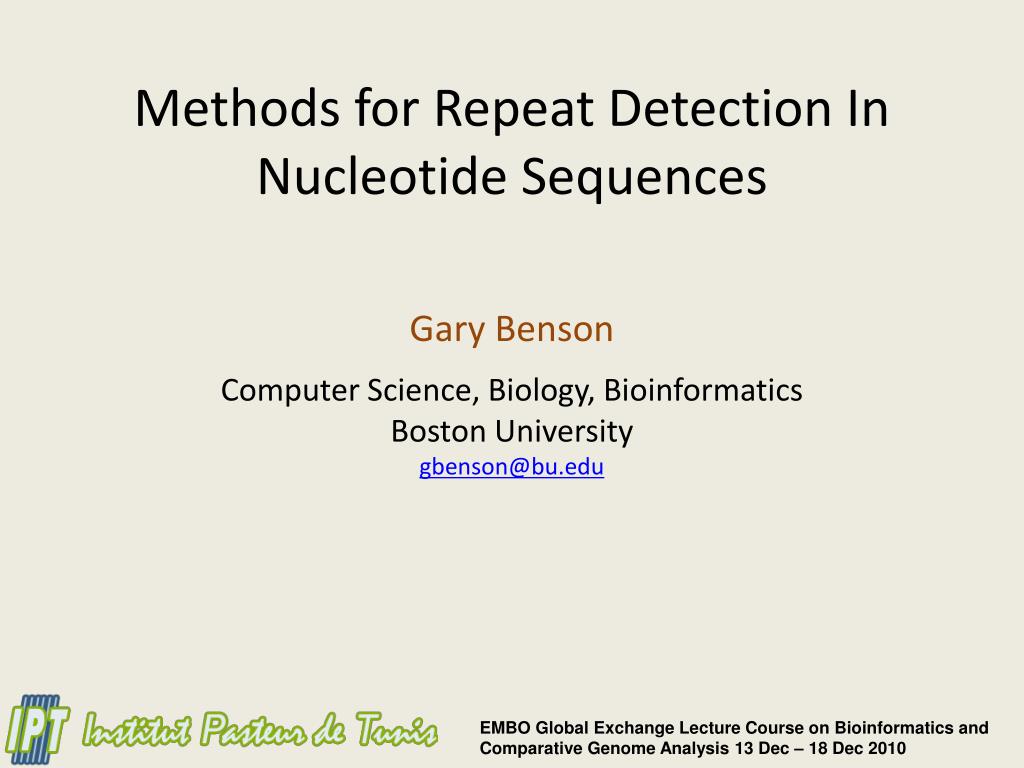 PPT - Methods for Repeat Detection In Nucleotide Sequences PowerPoint ...