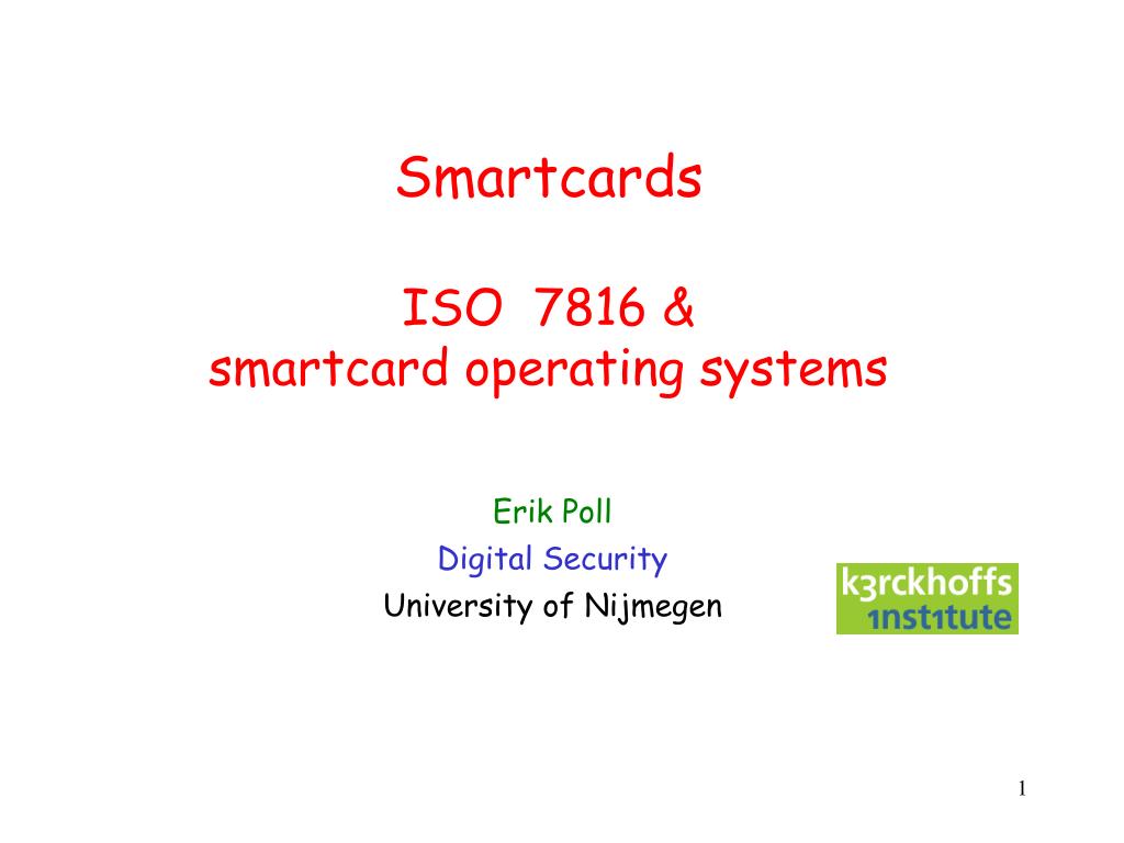 PPT - Smartcards ISO 7816 & smartcard operating systems PowerPoint ...