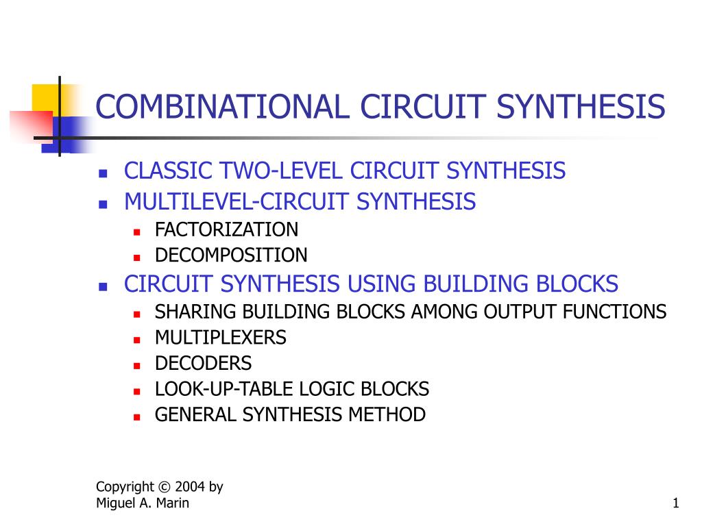 PPT - COMBINATIONAL CIRCUIT SYNTHESIS PowerPoint Presentation, free ...