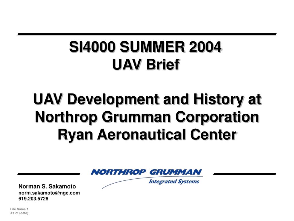 PPT - UAV Development and History at Northrop Grumman Corporation Ryan Aeronautical Center ...