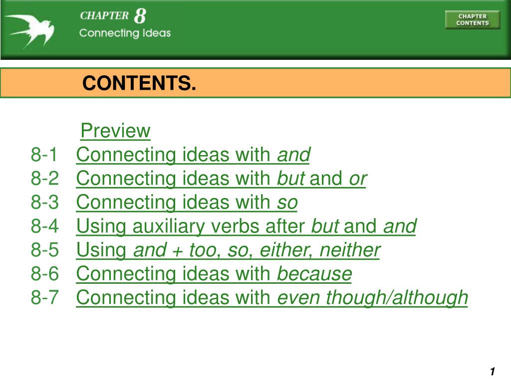 PPT - Preview 8-1 Connecting ideas with and 8-2 Connecting ideas with ...