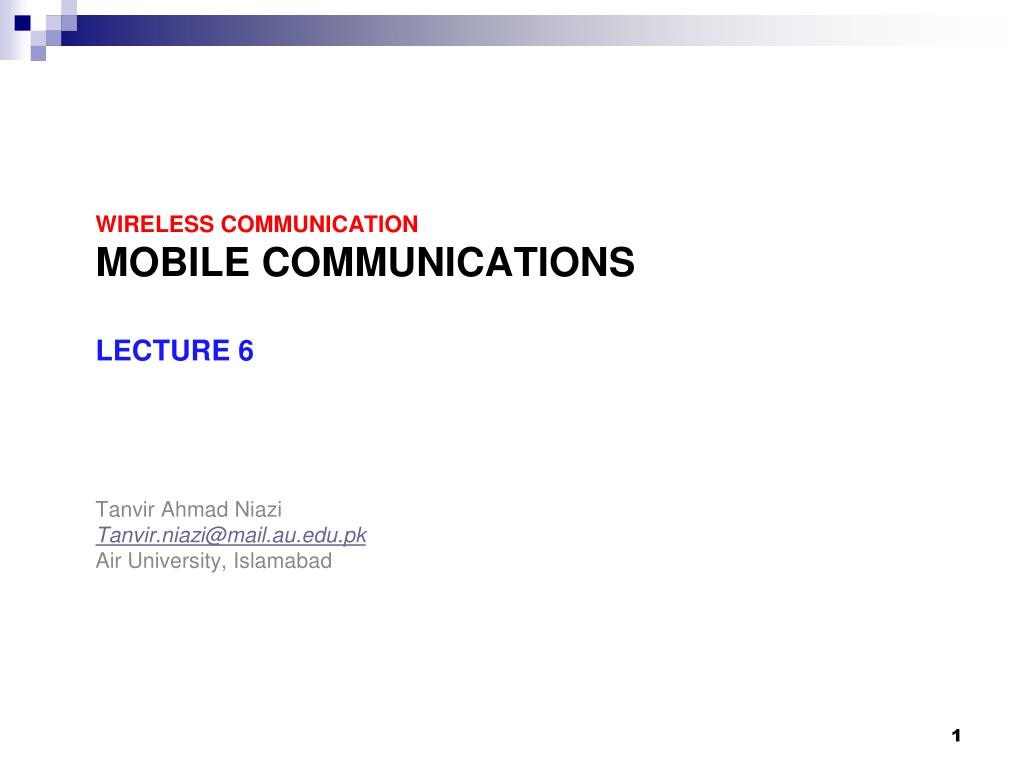 PPT - Wireless Communication Mobile Communications Lecture 6 PowerPoint ...