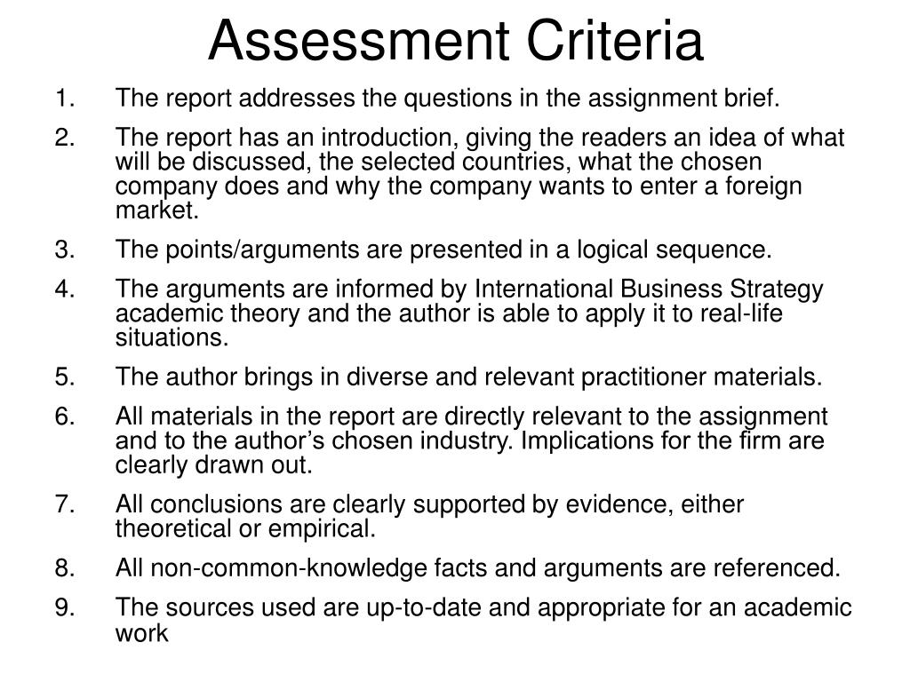 PPT - Assessment Criteria PowerPoint Presentation, free download - ID ...