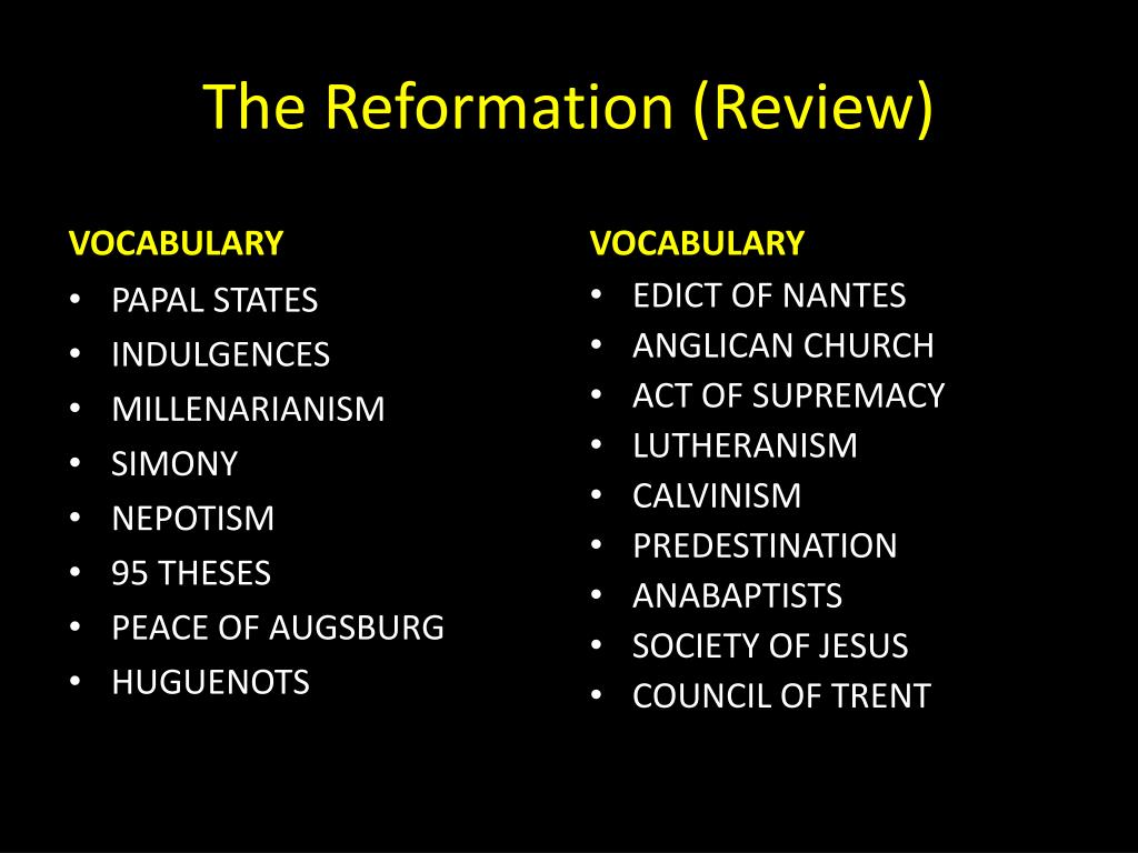 PPT - The Reformation (Review) PowerPoint Presentation, free download ...
