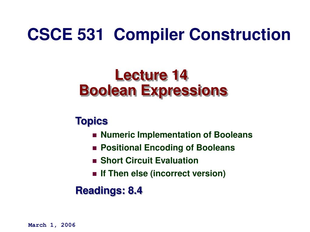 PPT - Lecture 14 Boolean Expressions PowerPoint Presentation, free ...