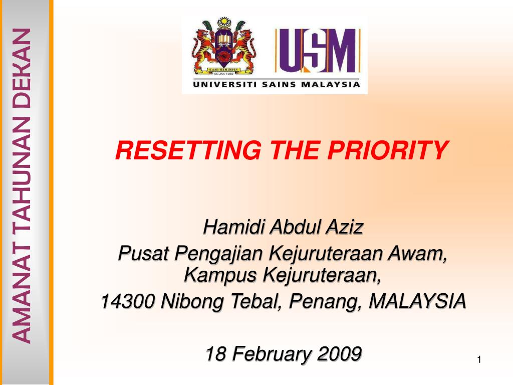 PPT - RESETTING THE PRIORITY PowerPoint Presentation, free download ...
