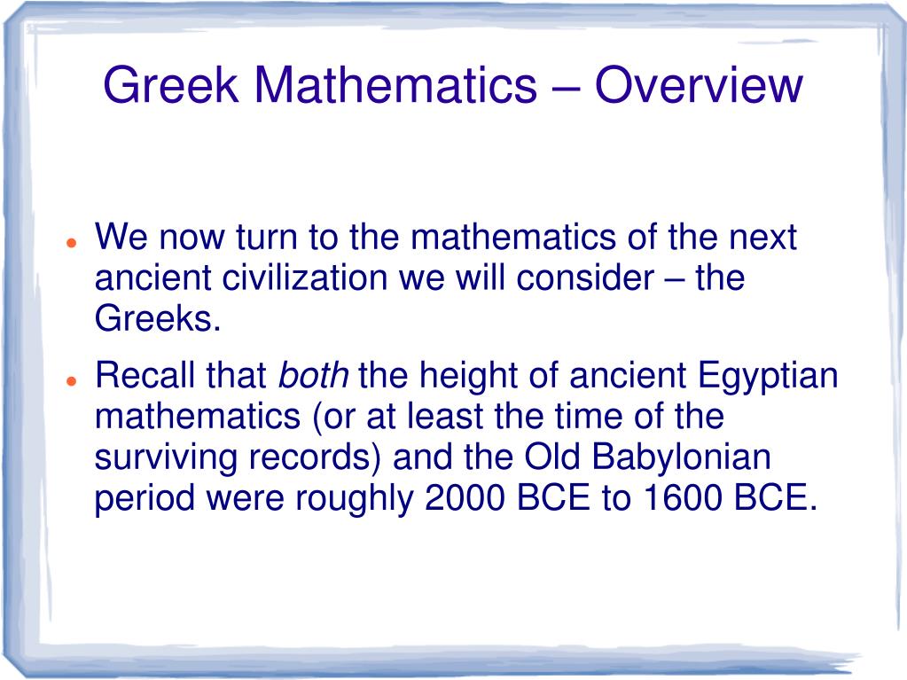PPT - Greek Mathematics – Overview PowerPoint Presentation, free ...