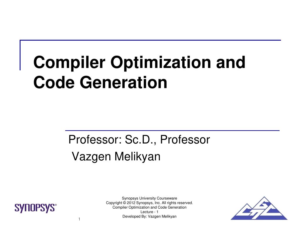 PPT - Compiler Optimization and Code Generation PowerPoint Presentation ...