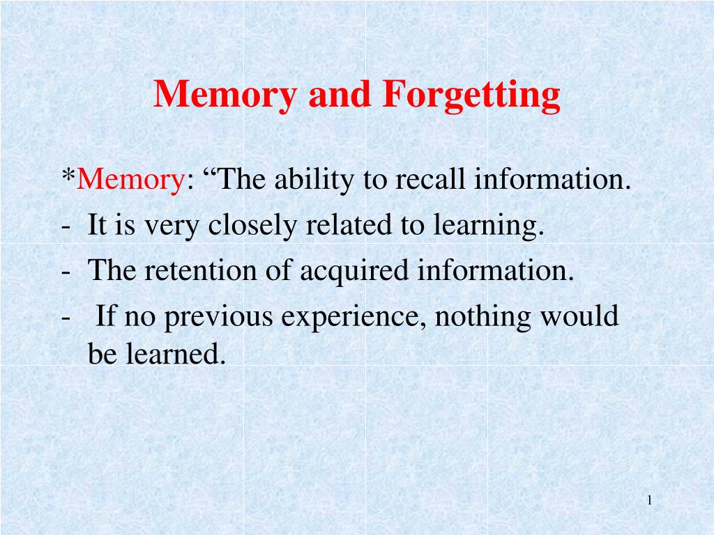 PPT - Memory and Forgetting PowerPoint Presentation, free download - ID ...