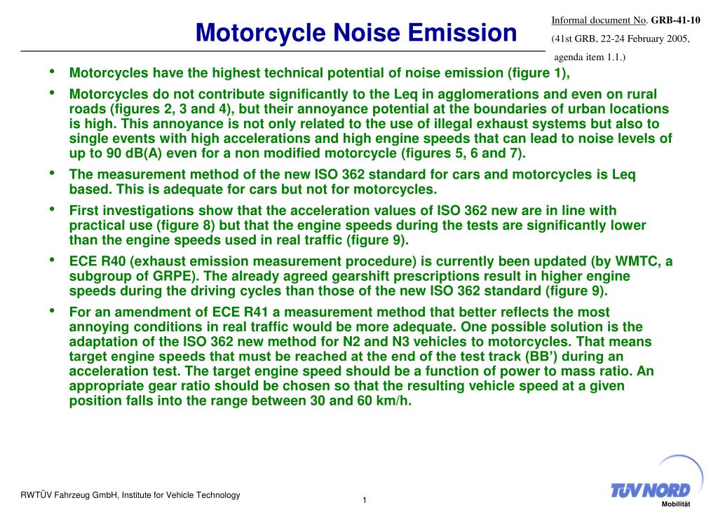 PPT - Motorcycle Noise Emission PowerPoint Presentation, free download ...