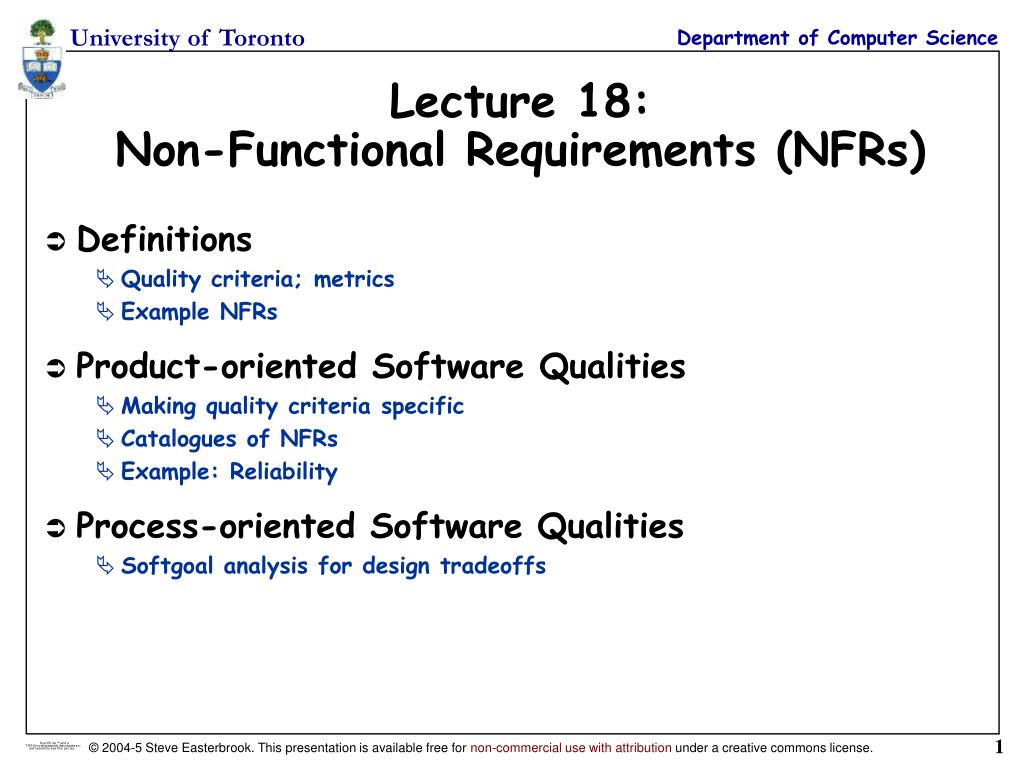 PPT - Lecture 18: Non-Functional Requirements (NFRs) PowerPoint ...